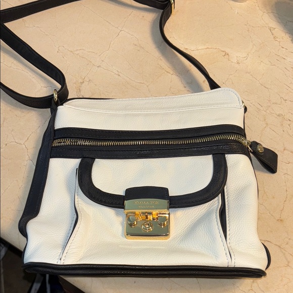 Emma Fox | Bags | Emma Fox White And Black Leather Crossbody Bag With ...